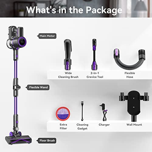POWEART N700 Cordless Vacuum Cleaner, 30Kpa Suction, Extended Runtime ...