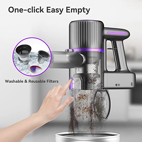 POWEART N700 Cordless Vacuum Cleaner, 30Kpa Suction, Extended Runtime ...