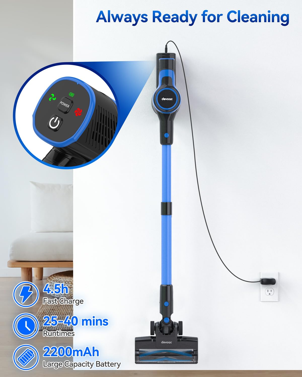 Cordless Vacuum Cleaner Lightweight 6 In 1 Stick Vacuum Powerful ...