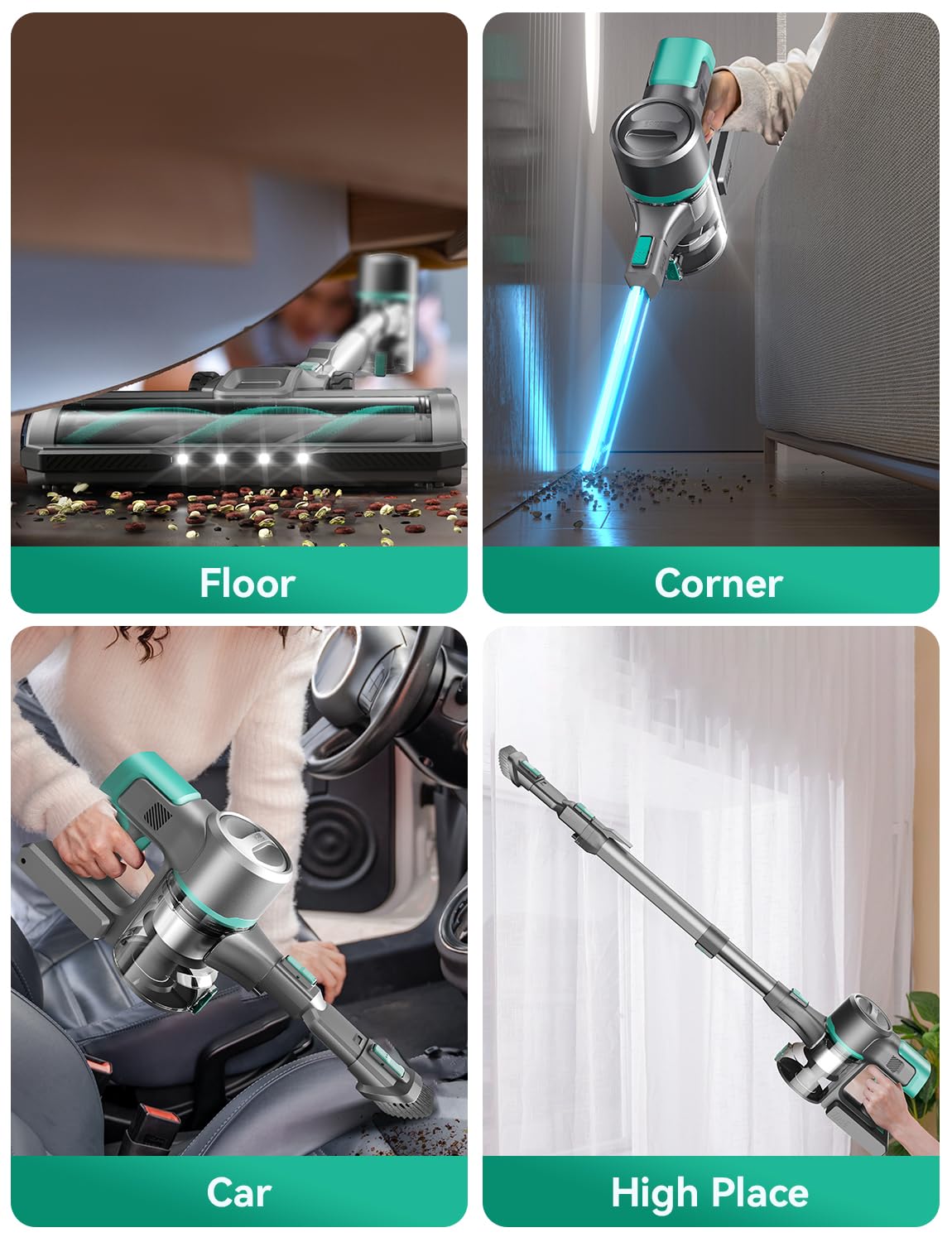 DEVOAC S10K Cordless Vacuum Cleaner 28Kpa Powerful Stick Vacuum 45mins ...