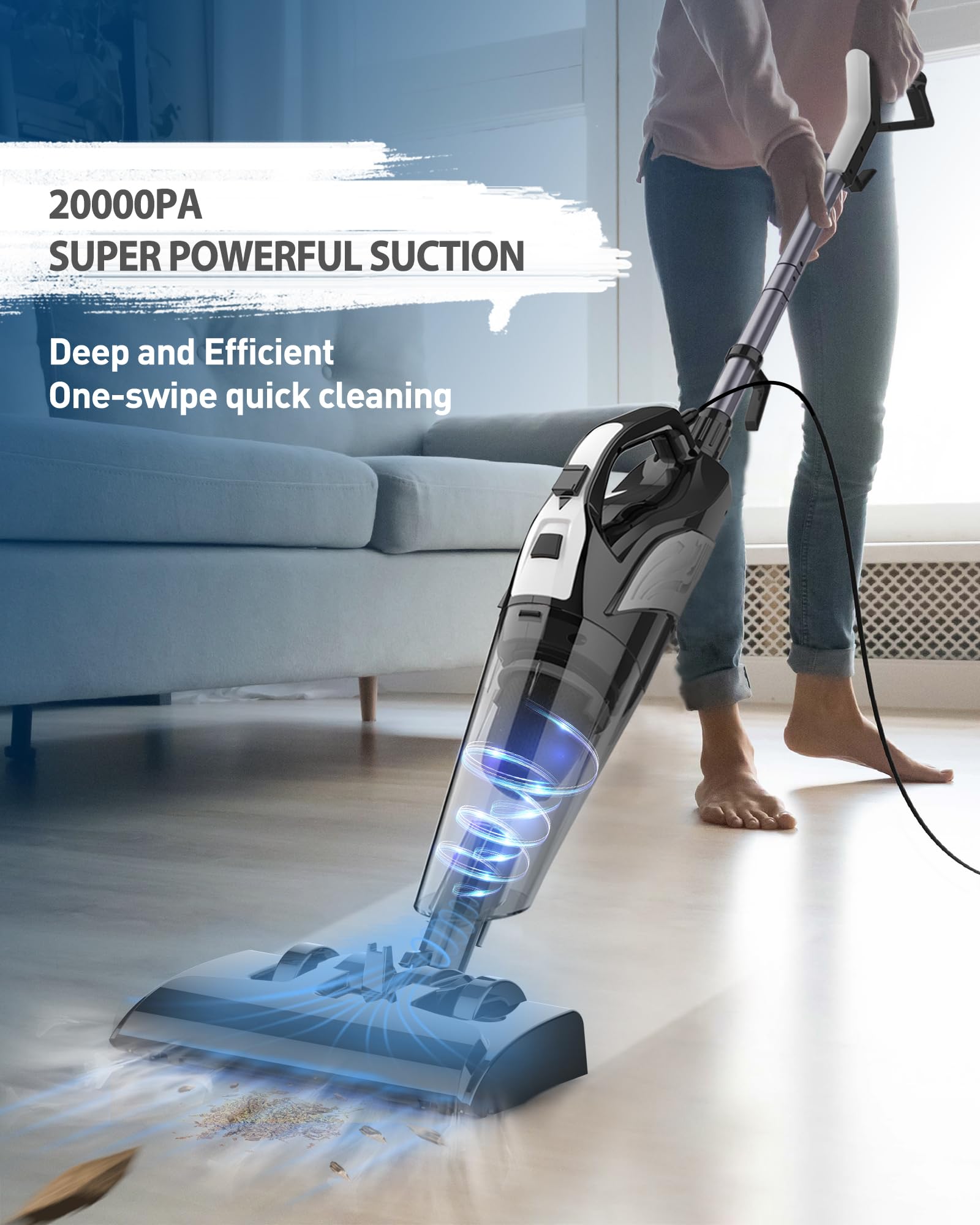 Hihhy Stick Vacuum Corded 20Kpa 600W Lightweight 4-in-1 Handheld ...