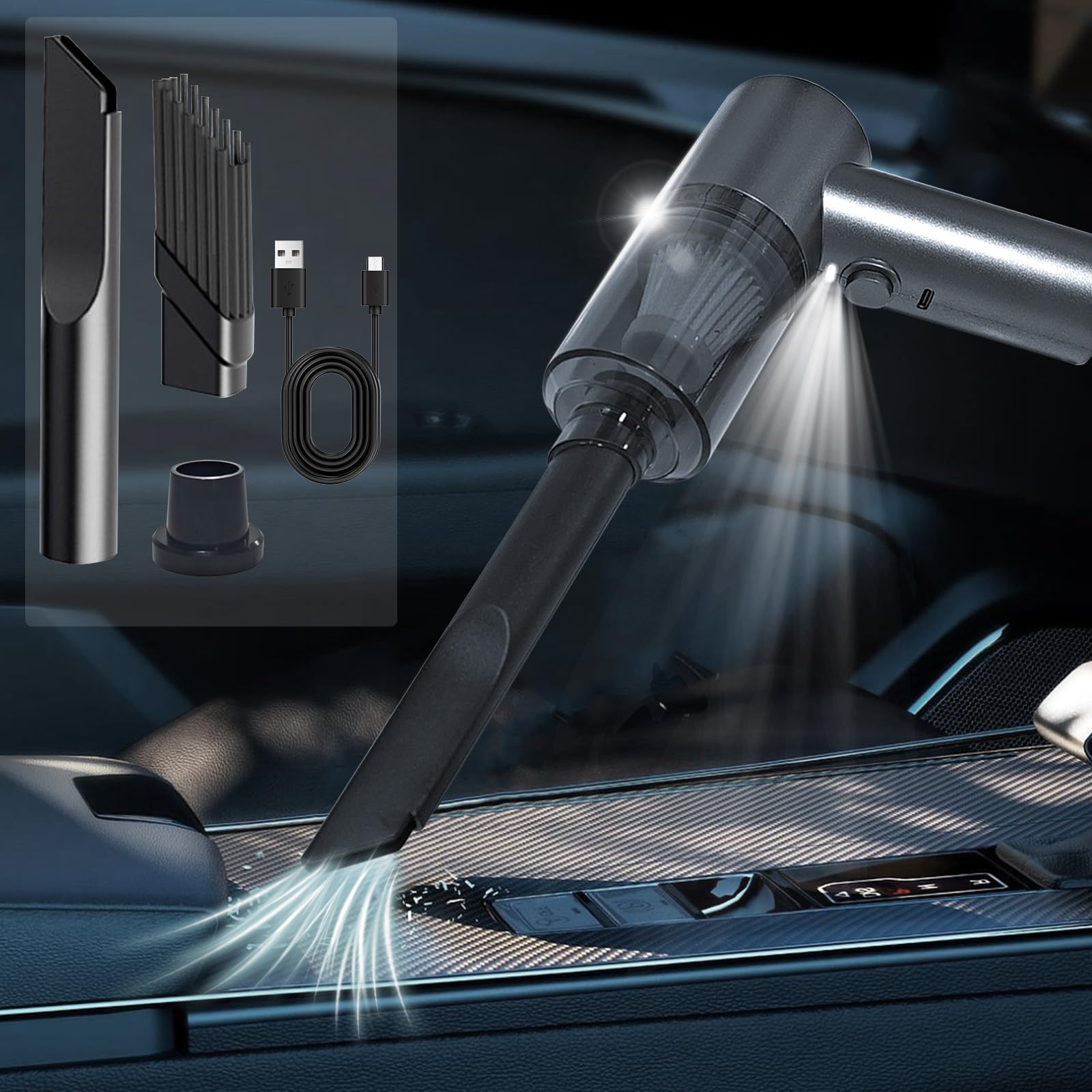 Mini Handheld Vacuum Cordless 120W - Wet/Dry, Multi-Nozzles - VacuumFolk