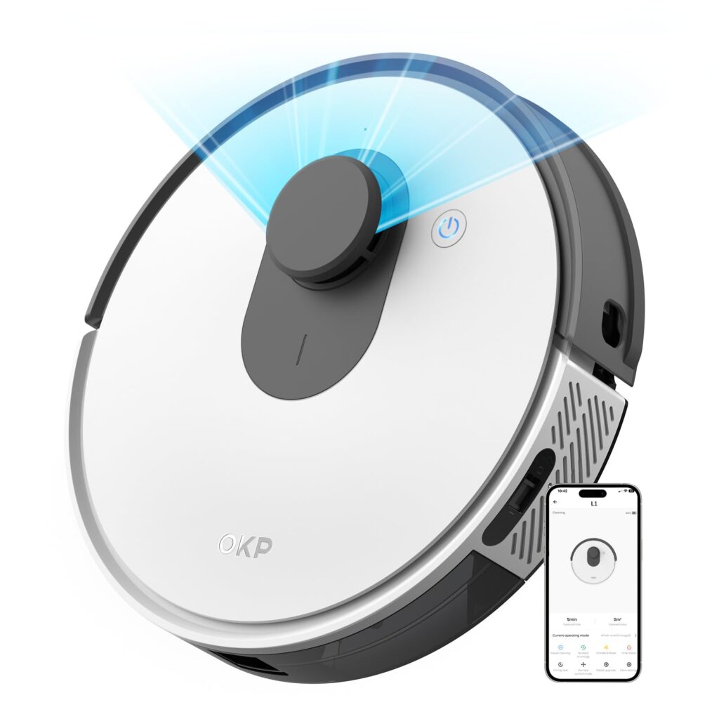 OKP Robotic Vacuum Cleaner 3800Pa Suction LiDAR Navigation Multi-Level ...